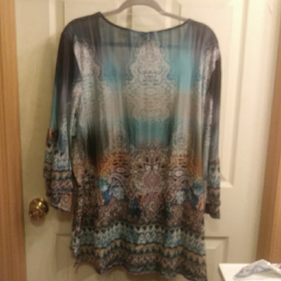 ONE WORLD | Tops | Spectacular Colored Tunic With Necklace Attached ...